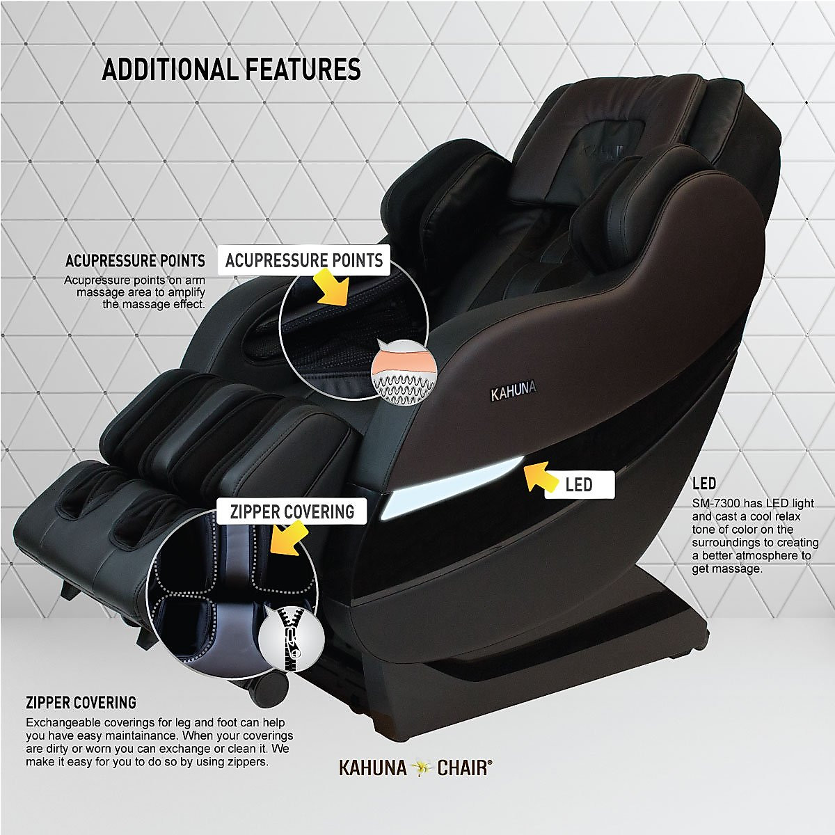 Kahuna Massage Chair SM-7300 Dark Brown/Black for Premium Quality Comfort and Relaxation at Home- Top Performance-Total 9 Auto Programs Including 4 Special Programs with SL-Track Rollers