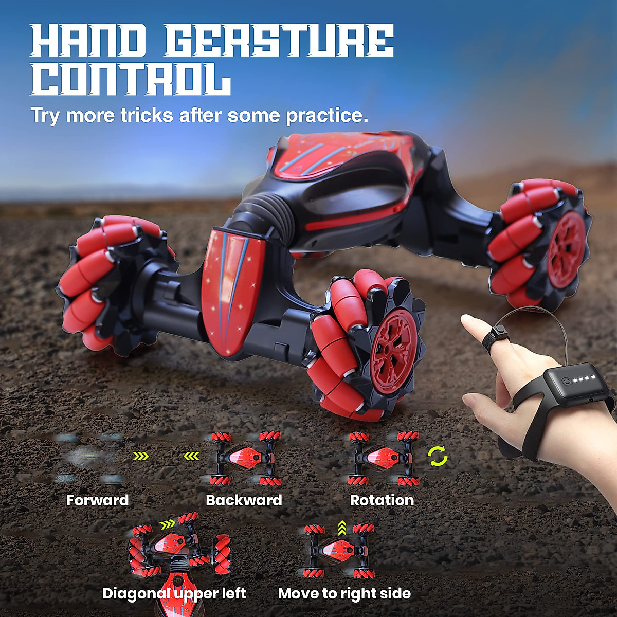 AAA777USA Remote Control Stunt Car with Gesture Control, Off-Road Drift Stunt Twist Car with 360 Degree Slips & Flips RC Toys for Kids and Adults – Birthday Gifts for Kids (Big Size)