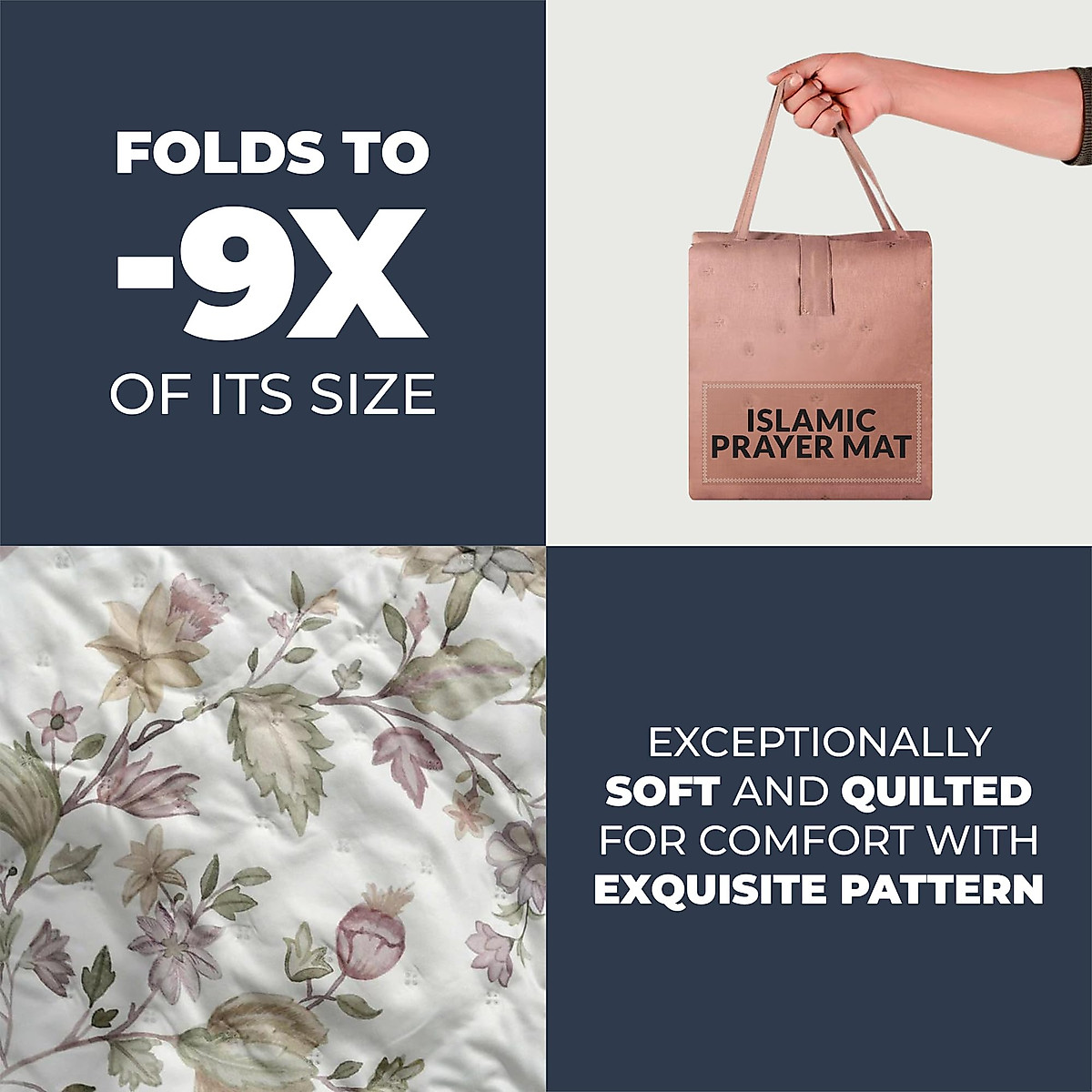 Travel Prayer Mat - Padded & Portable Muslim Prayer Rug - Prayer Mat Thick - Machine Washable & Foldable Prayer Mat - Ideal for Home, Office, & Travel Use - Premium Prayer Rug For Ultimate Comfort