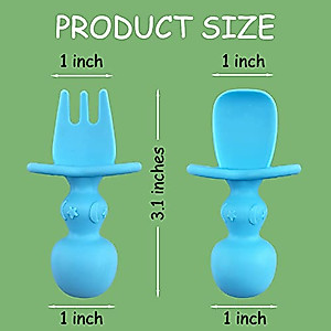12 Pack Baby Utensils, Silicone Baby Spoons Self Feeding and Baby Forks, Toddler Utensils for Baby Led Weaning, Chewable Utensils First Stage