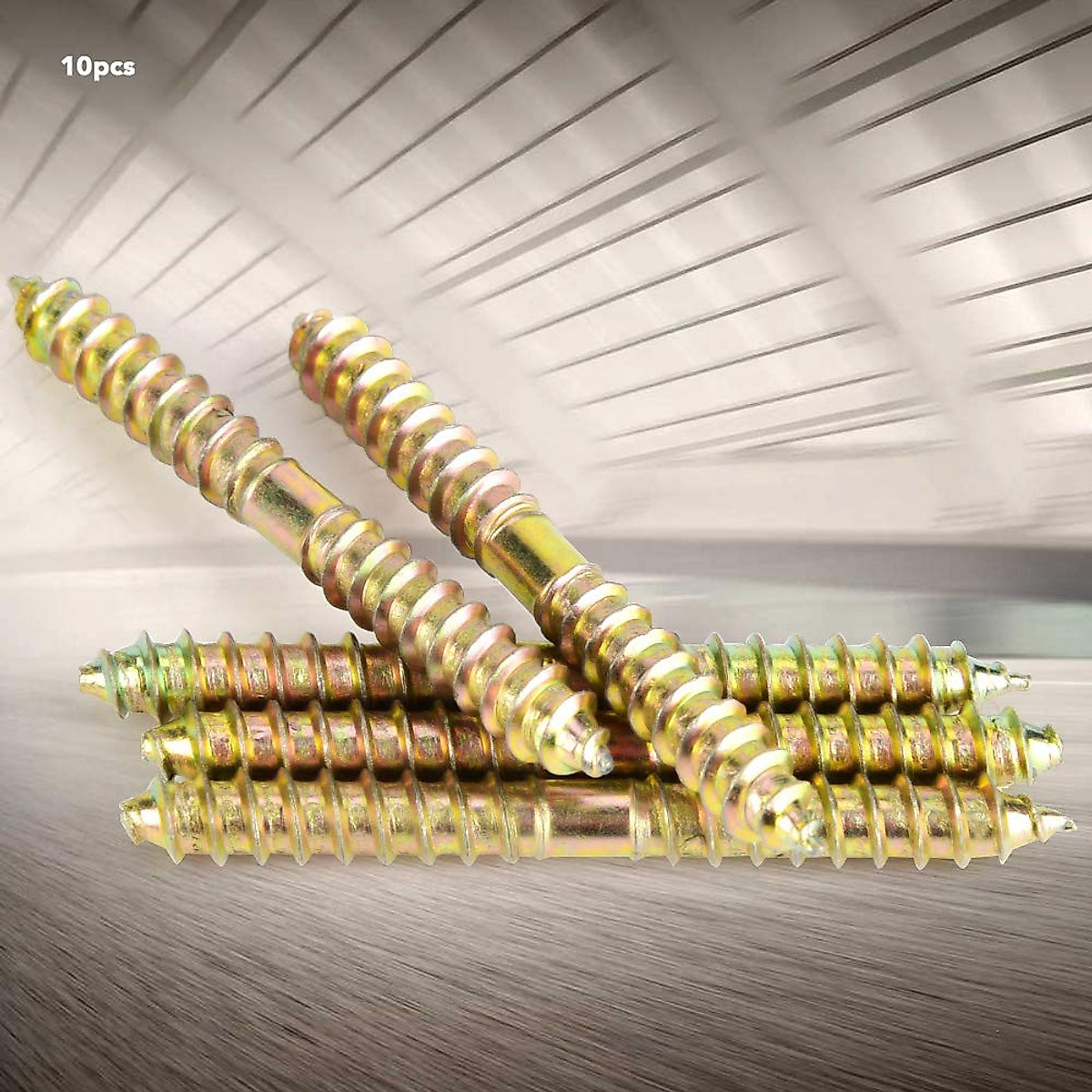 Double Ended Screws, 10Pcs Woodworking Dowel Screws 6 x 60mm, Zinc Plating Dowel Screws for Connecting Wood