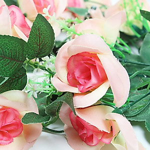 Hananona 2PCS Artificial Hanging Flowers 3.3Ft Artificial Rose Vine Hanging Plants Artificial Flower for Home Room Garden Wedding Indoor Outdoor Decoration (Pink, 2)