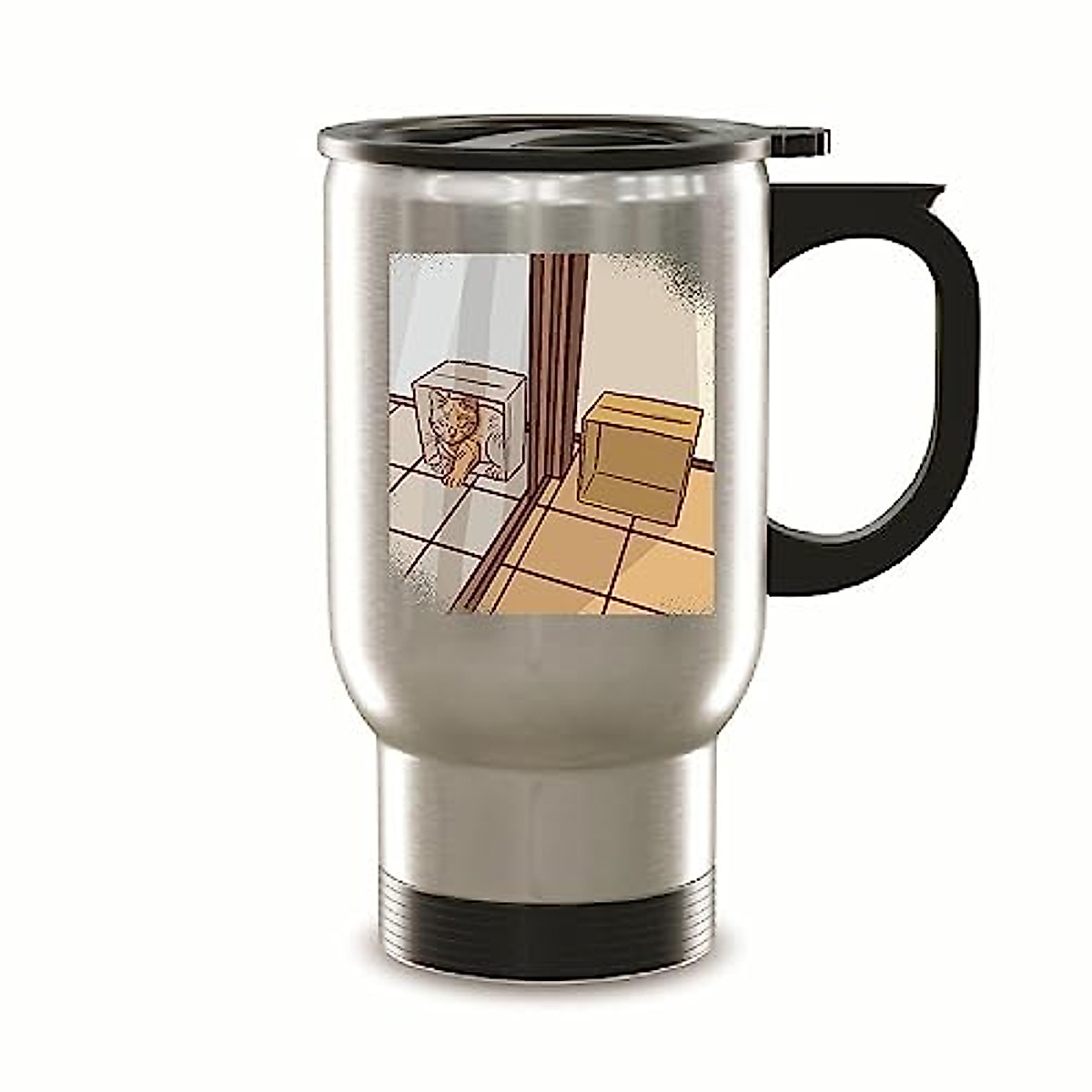 Animal Themed Gift Box for Cat Lovers Mirror Reflection Illusion 14oz Steinless Steel Travel Mug