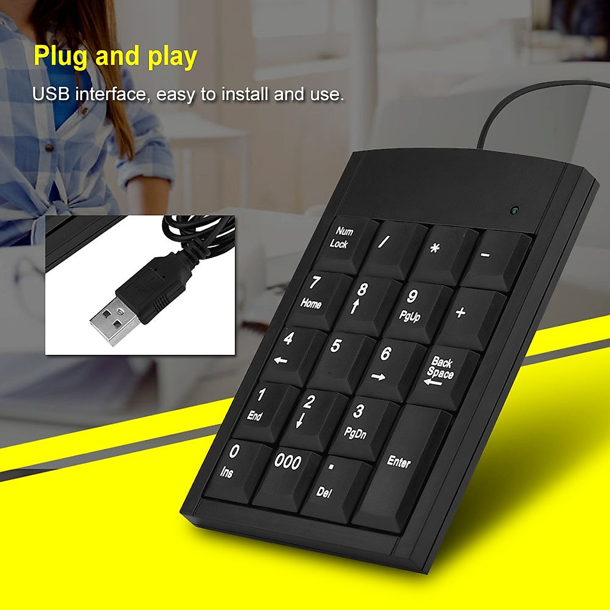 Mechanical Keyboard, Ergonomic Keyboard, Portable Mini USB Numeric Keypad Number Keyboard for Laptop, Gaming Keyboard