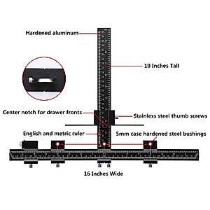 Cabinet Hardware Jig All Aluminum Alloy,Adjustable Drill Guide Template Tool for Installation of Door Drawer Front Knobs Handles and Pulls