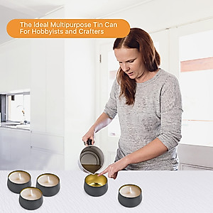 Gransuncy Nachy Candle Tins 12 Pcs, 8 oz Storage Tins Candle Container with Lids for Making Candles Christmas Arts & Crafts, Storage for Candy, and Gifts (Black,Gold,White)