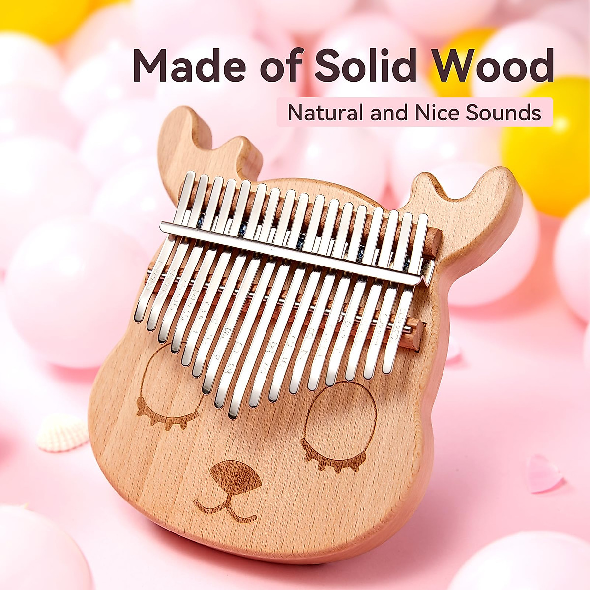 Byla Kalimba 17 Keys Solid Wood Mahogany Portable Thumb piano Finger piano Cartoons Cute Mbira Calimba Marimba Musical Instruments Adults,Child and Beginners