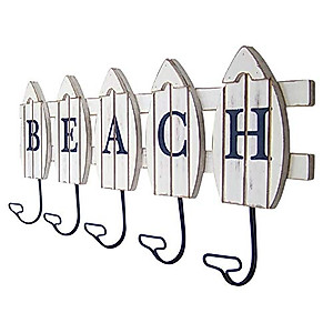White Beach Wall Hooks for Towels, Coats, Coastal Beach House Decor, 2 Feet