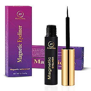 Amamba Magnetic Eyeliner, Waterproof and Smudge Resistant Magnetic liner,No iron powder and Natural Look【2pcs】