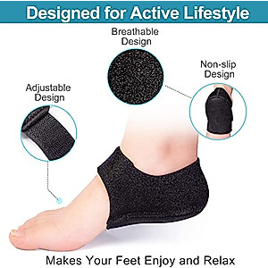 Plantar Fasciitis Heel Cups for Heel Pain 【Updated Version】 Heel Protectors Heel Sleeves Pads, Heel Support for Heel Pain, Heel Spur, Cracked Heels for Women and Men (Black, M 5-8 / W 6-9.5)