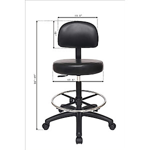 Chair Master Adjustable Chair/Stool for Exam Rooms, Labs, Doctor and Dentist Offices. Easy to Clean! 24"-34" Seat Height. 18" Foot Ring (Tall Bench Height, Black)