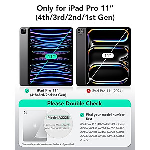 ESR for iPad Pro 11 Inch Case (2022/2021/2020/2018, 4th/3rd/2nd/1st Generation) with Pencil Holder, Removable Magnetic Cover, Vertical Stand, Rebound 360 Series, Durable Black