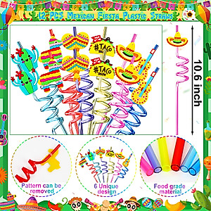 Erweicet Fiesta Party Favors 84 PCS Fiesta Mexican Theme Slap Bracelets DIY Stickers Tattoo Stickers Keychains Straws Gift Bags for Cinco De Mayo Theme Birthday Party Baby Shower
