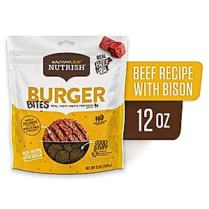 Rachael Ray Nutrish Burger Bites Real Meat Dog Treats, Beef Burger with Bison Recipe, 12 Ounces, Grain Free
