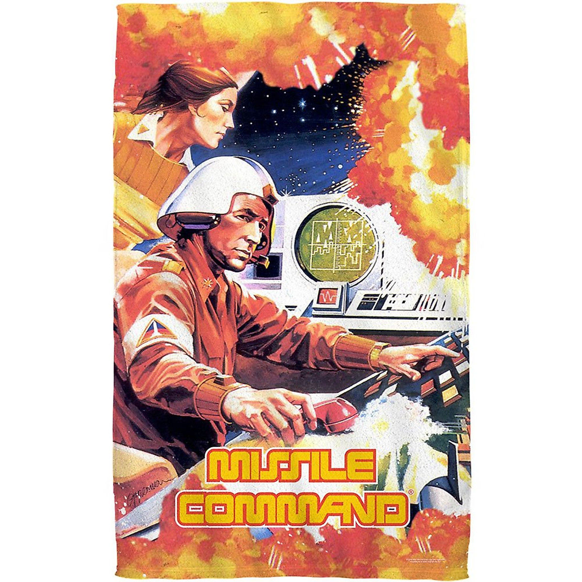 Atari Missile Command Towel White 16X24Hand