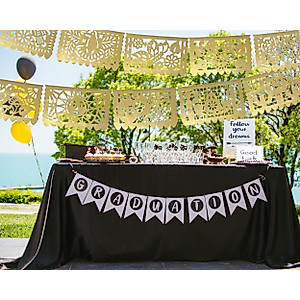 Gold Papel Picado Banner - Matte Gold Papel PicadoTissue Paper Banner for fiestas, weddings, bridal shower, engagement, baby shower, birthdays 2 pack/12ft long each)/ Not plastic
