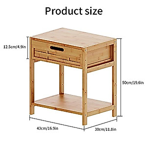 Baveke Bamboo Nightstand, Bedside Table End Table Side Table with Drawer and Storage Shelf, Mid-Century Modern Wood Night Stand for Bedroom, Lounge, Space Saving, Easy Assembly (Natural 1)