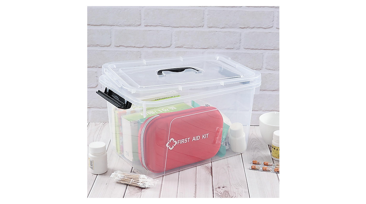 Quickquick 12 Quart Plastic Storage Boxes with Handles - 4 Pack