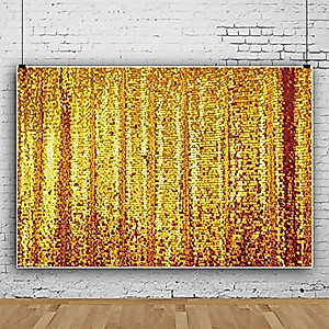 Renaiss 7x5ft Golden Sequins Photo Backdrop Golden Particles Background Photography Happy Birthday Wedding Bridal Shower Decor Wallpaper Kids Adults Portrait Banner Photo Shoot Props