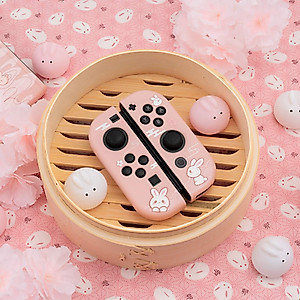 GeekShare Protective Case for Switch, Soft TPU Slim Case Cover Compatible with Nintendo Switch Console and Joy-Con (Steamed Bun Rabbit)