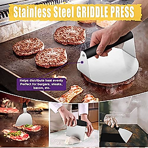 24Pcs Griddle Accessories Kit, Joyfair Outdoor BBQ Flattop Grill Tool Set, Heavy Duty Stainless Steel Spatulas/Scraps for Teppanyaki Camping Cooking, Burger Turner &2 Portable Bags, Dishwasher Safe