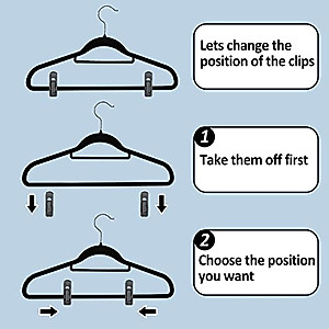 Velvet Hangers Clips，60 Pack 2.8" Baby Pants Hangers Velvet Clips,Flocking Plastic Clips for Hangers,Anti Slip Strong Finger Clips Perfect for Thin Velvet Hangers(Size:60 Pack)