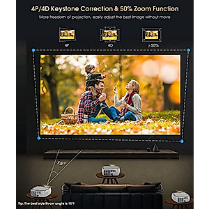 5G WiFi 1080P Projector Bluetooth 4K Supported - BIGASUO 420 ANSI Outdoor Movie Projector with 4D/4P Keystone & 50% Zoom, Portable Home Theater HD Video Projector for PS4, TV Stick, Laptop, Phone