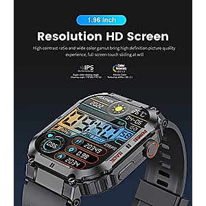 Smart Watch for Men Bluetooth Make Calls with 1.96in Big Screen 400mAh Long-Lasting Battery Message Reminder Voice Assistant IP68 Waterproof Rugged Sports Tracker Android iOS Stylish Men's Smartwatch