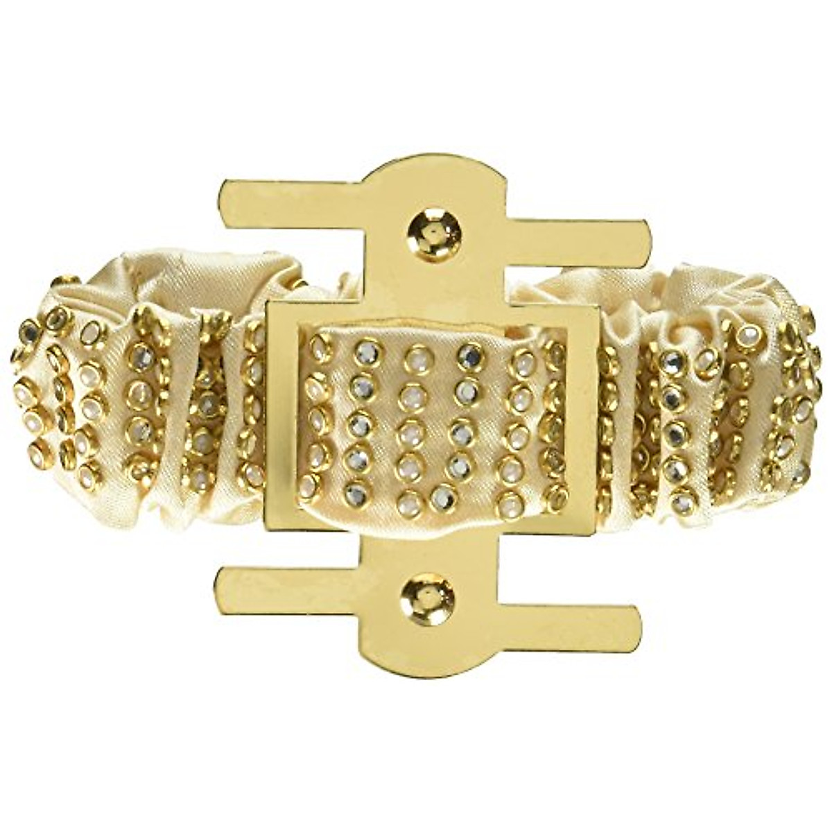 Darice David Tutera Satin w/Gold Kaber Clip & Bezel-Set Gems Bridal Corsage Wristlet, Ivory/Cream