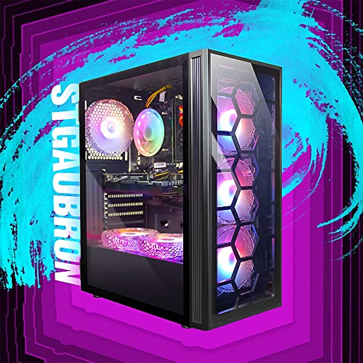 STGAubron Gaming Desktop PC,Intel Core i7 3.4G up to 3.9G,GeForce GTX1660Ti 6G GDDR6,32G,1T SSD,WiFi,BT 5.0,RGB Fanx6,RGB Keybaord&Mouse&Mouse Pad,RGB BT Sound Bar,RGB BT Gaming Mic,W10H64