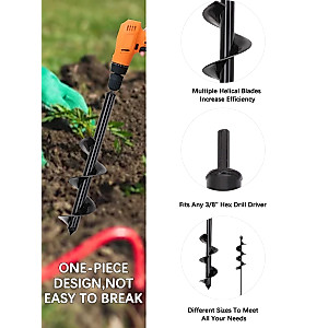 SYITCUN Auger Drill Bit for Planting - 1.6"x16.5" + 3.5"x16" Heavy-Duty Spiral Drill Bits for Planting Bulbs - Auger Post Hole Digger and Soil Auger for Beach - Compatible with 3/8" Hex Drive Drill