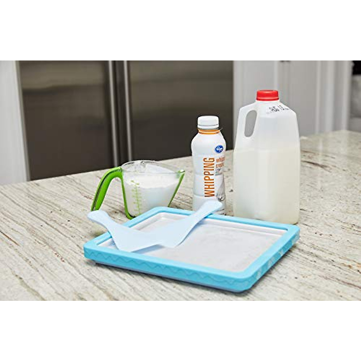 Ice Cream Maker/Pan/Roll - Frozen Yogurt, Sorbet, Gelato - Family Fun, Healthy Alternative DIY at home (Turquoise)