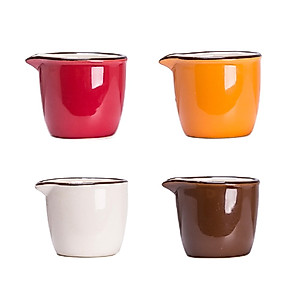 CHOOLD Colorful Mini Ceramic Creamer,Coffee Milk Creamer Pitcher/Serving Pitcher/Sauce Pitcher/Milk Creamer Jug for Kitchen 4Pcs (Multiple Color)