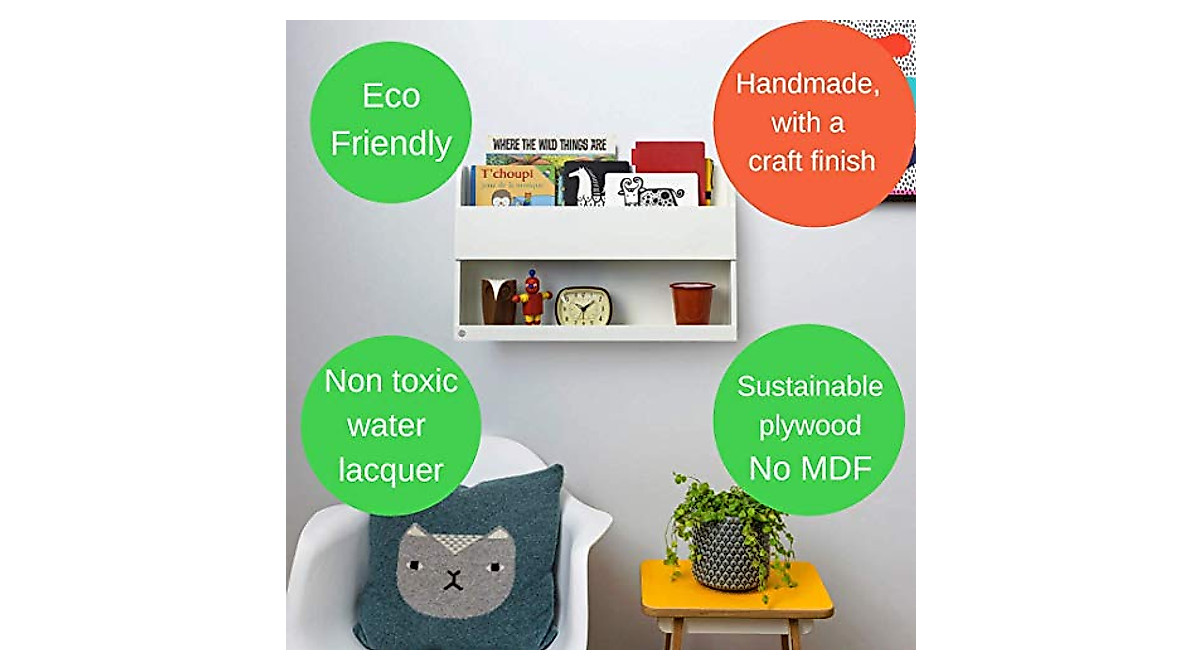 Tidy Books Bunk Bed Shelf - Safe, Eco-Friendly Bedside Storage for Kids