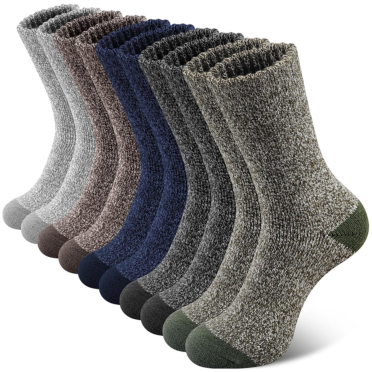 SIMIYA 5 Pairs Merino Wool Socks Mens, Super Thick Mens Hiking Socks Thermal Wool Socks for Cold Weather(7-13)