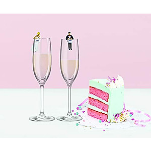 Drinking Buddies Happy Couple Themed Reuseable Glass Drink Markers, Bride & Groom