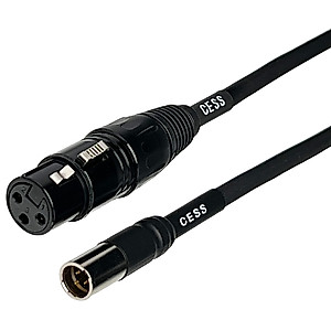 CESS-196-3f Mini XLR Male to XLR Female Adapter Cable, 3-Pin Mini XLR to Standard XLR for Lapel Microphones, Headsets, Audio Mixers, Cameras, and Professional Sound Equipment (3 Feet)