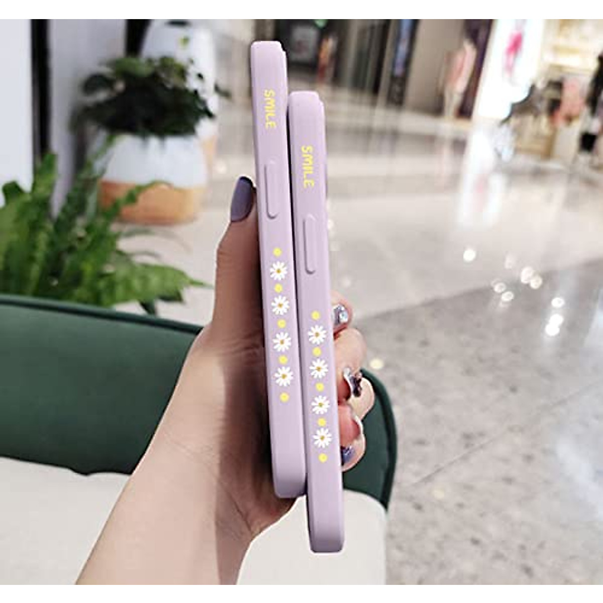 Sunswim Galaxy S21+ Plus Case - Cute Daisy, Full Camera Lens Protection, Slim Shockproof TPU Bumper, Liquid Silicone, 6.7" - Purple