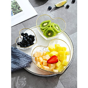 YUNNUO Glass Bowls For Dessert,Glass Bowls 6 Inch,Phnom Penh Heart-Shaped Glass Bowl And Cup Set,Used In The Kitchen To Make Ice Cream Or Fruit Salad,Yogurt Dessert Bowl (With A Spoon)