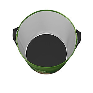 Delerain Frog Yellow Flower Laundry Basket, Waterproof Laundry Hamper with Handles, Collapsible Toy Bins Dirty Clothes Round Storage Basket for Home Bathroom Office Nursery, 19.6X15.7(M)