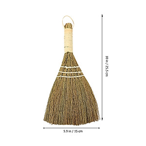 2pcs Small Natural Whisk Broom Sweeping Hand Handle Broom Asian Thai Duster Whisk Broomstick Straw Soft Broom for Cleaning Dustpan Desktop L Hand Broom