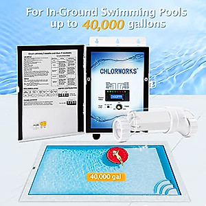CHLORWORKS Saltwater Pool System Chlorine Generator - up to 40,000 Gallons