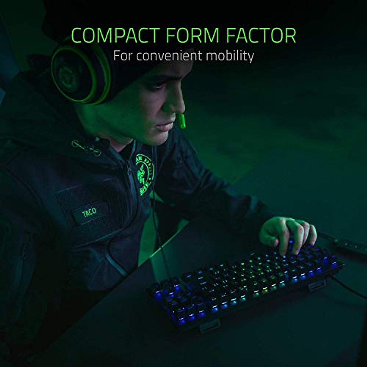 Razer Huntsman Tournament Edition TKL Tenkeyless Gaming Keyboard: Linear Optical Switches Instant Actuation - Customizable Chroma RGB Lighting, Programmable Macro Functionality - Matte Black (Renewed)
