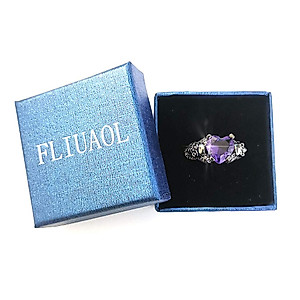 Gothic Jewelry Purple Red Black Crystal Unique Black Skull Rings for Women Halloween Christmas Gifts (Purple, 7)