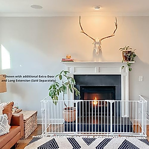 Qdos Safety Construct-A-SafeGate Customizable Extra Wide Walk-Through Baby Gate Fits 35.4”-82.7” with Included 2 Sections & Door | for Fireplaces, Large Openings or Unique Stairways | White