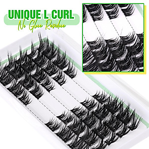 Alice DIY Lash Extensions Clusters Eyelashes L Curl Lash Clusters Cat Eye Individual Lashes Fluffy Wispy DIY Cluster Lashes Extensions False Eyelashes by ALICE Black