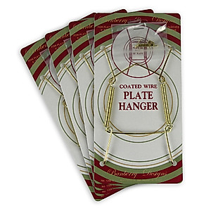 Banberry Designs Brass Vinyl Coated Plate Hanger 5 to 7 Inch Plates - Set of 4 - Includes Hook and Nail for Hanging