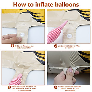 12PCS Jungle Safari Animals Balloons Walking Animal Balloons Giant Animal Walking Foil Balloon Set Kids Animal Theme Party Balloons Monkey, Tiger, Lions, Zebra, Elephant, Giraffe Jungle Theme Balloons