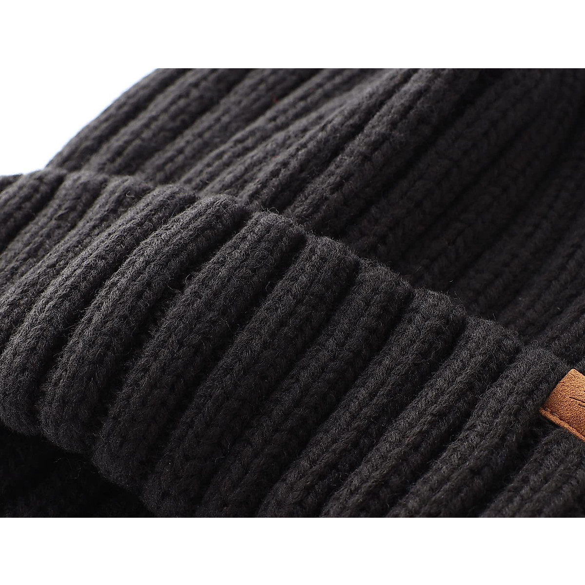 Home Prefer Men's Winter Hats Acrylic Knit Beanie Watch Cap Cold Weather Snow Ski Beanie Hat with Lining Black