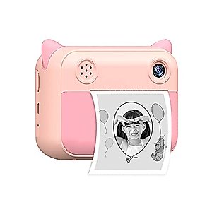 CalmGeek Cute Kids Instant Print Camera 1080P Digital Video Camera Dual Camera Lens 12MP 2.4 Inch LCD Screen Built-in Battery Birthday Festival for Boys Girls